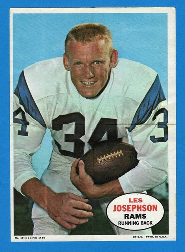 1968 Topps Football Poster Insert Les Josephson Los Angeles Rams | eBay