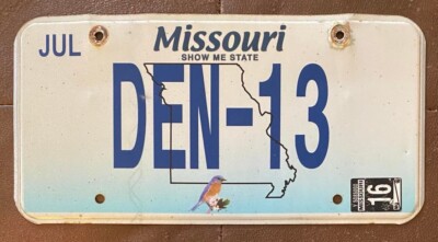 Missouri VANITY License Plate DEN-13 | eBay