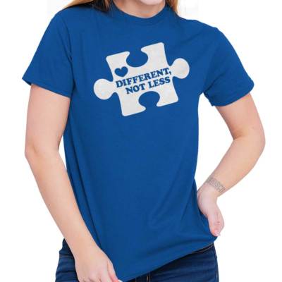 Different Not Less Autism Awareness Support Womens or Mens Crewneck T ...