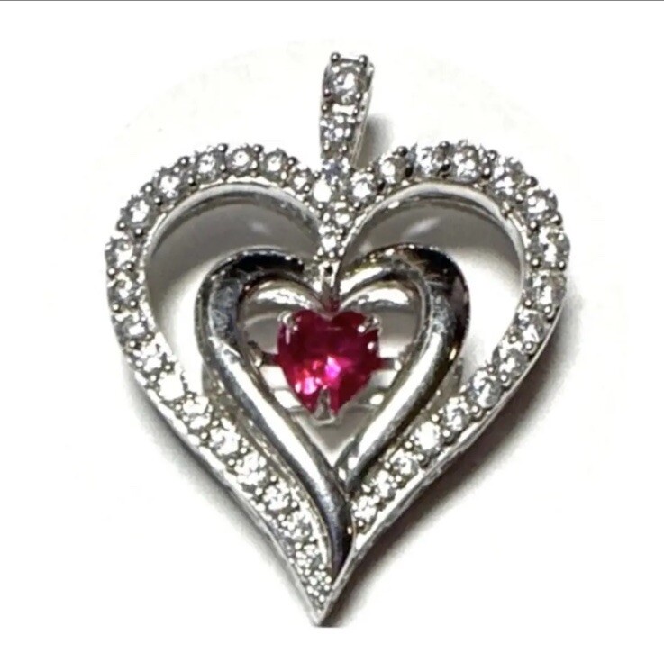 Sterling Silver Vintage Designer 925 SUN Ruby/CZ Floa… - Gem