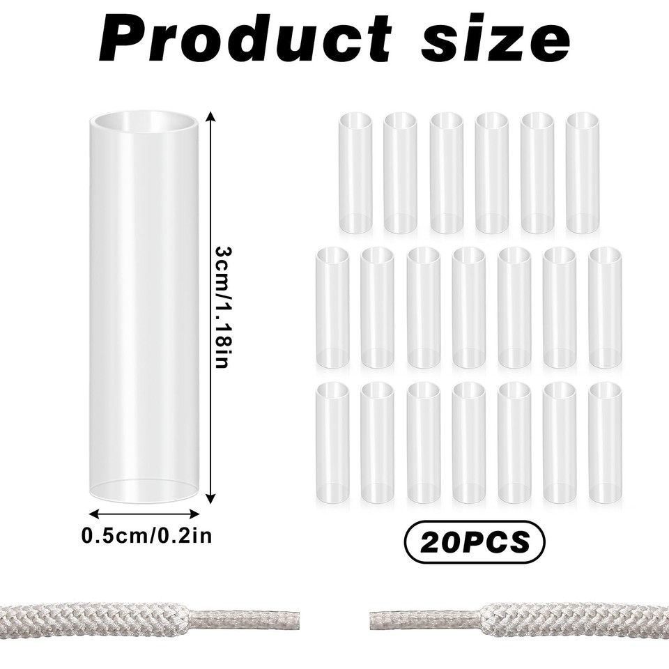 20pcs Aglets for Shoelaces Shoe Lace Ends Tips 0.2 Inch Repair Aglet ...