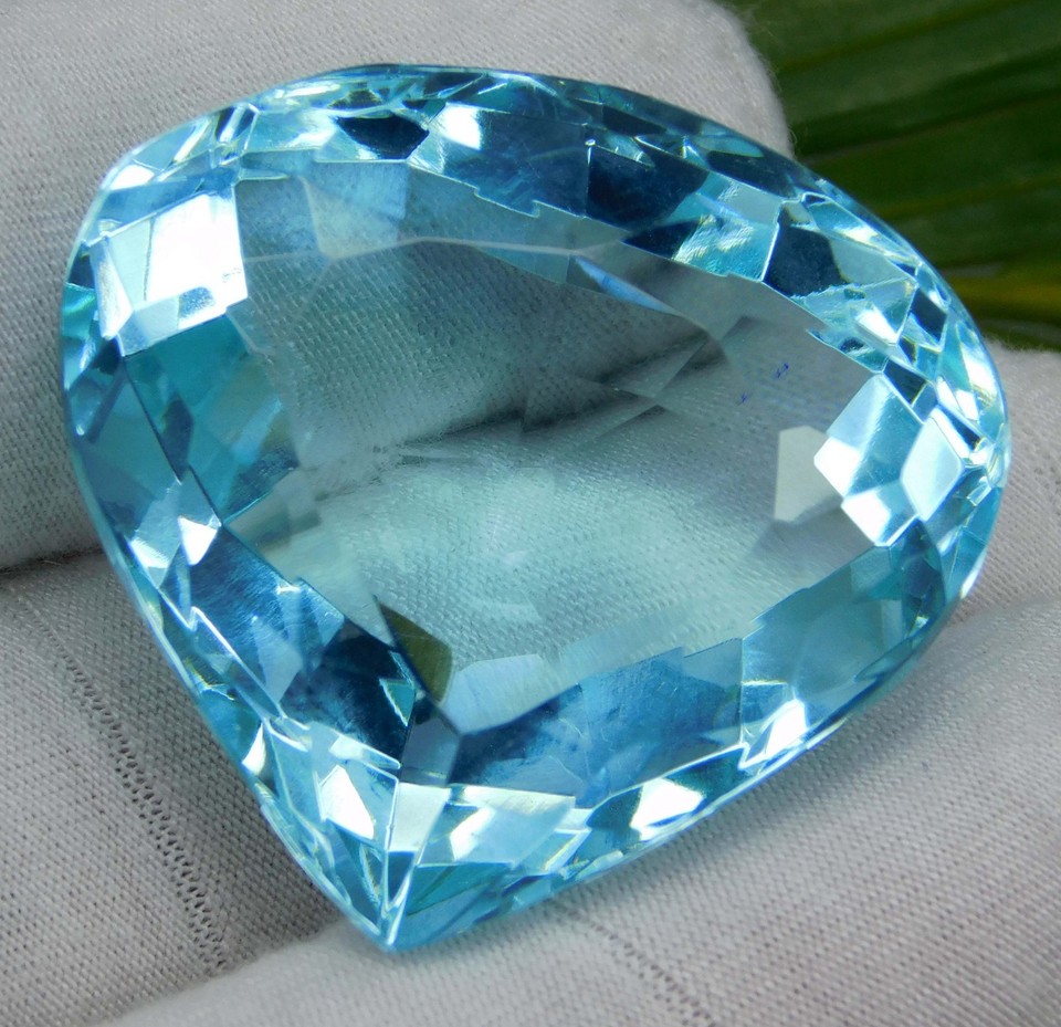 Certified 98.10 Ct Natural Santa Maria Blue Aquamarine – Pear Cut Loose ...