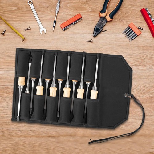 Chisel Roll,12 Pockets Roll Up Tool Pouch,Waxed Canvas Small Tool Roll ...