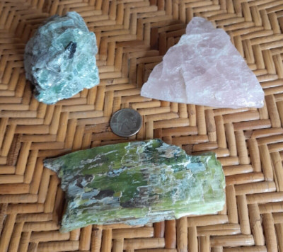 3 PIECE ROCK/MINERAL/GEM-FOLIATED TALC, ROSE QUARTZ, SERPENTINE | eBay