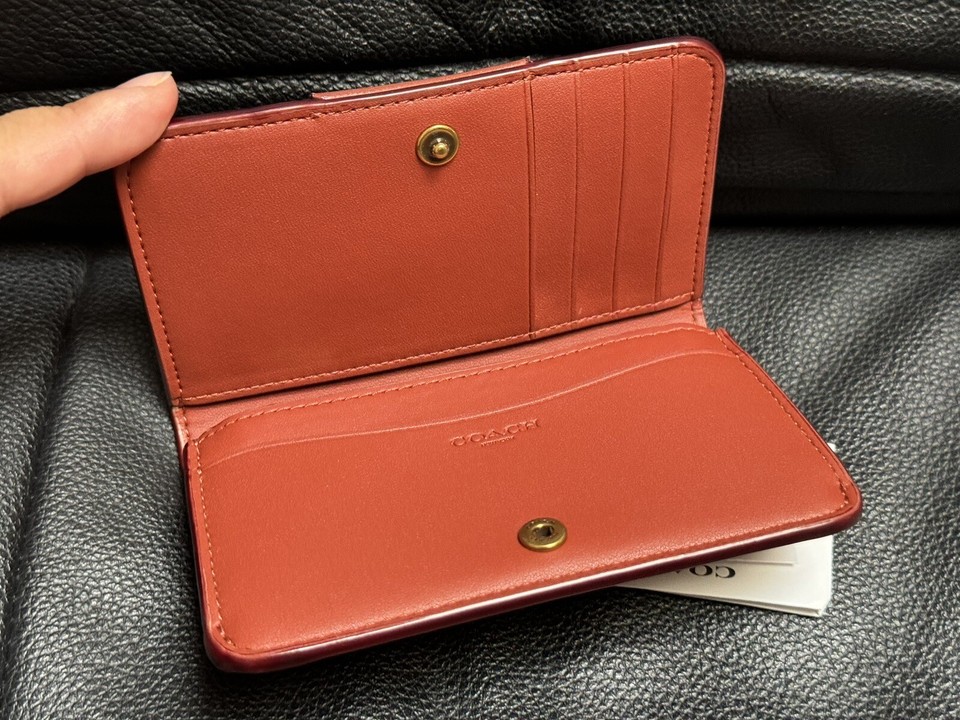 Coach Essential Slim Card Case In Signature Canvas CR542 NWT Brass/ Tan ...