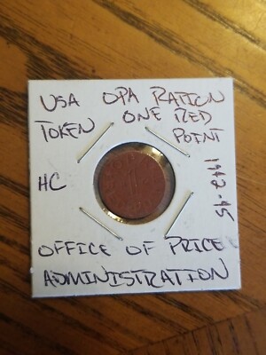 Vintage WWII OPA One 1 Red Point Ration Token Coin HC Letters | eBay
