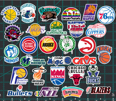 29 Retro 80's/90's NBA Logo Sticker Pack - Clear, Holographic, or White ...