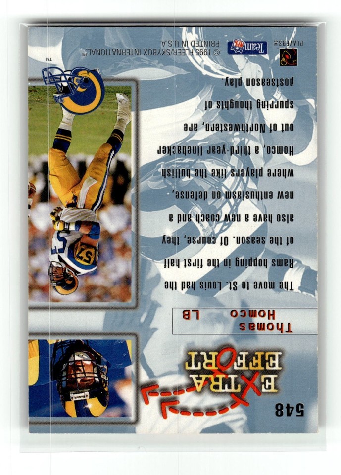 1995 Fleer Ultra Extra Effort Thomas Homco #548 Rookie RC FOOTBALL | eBay