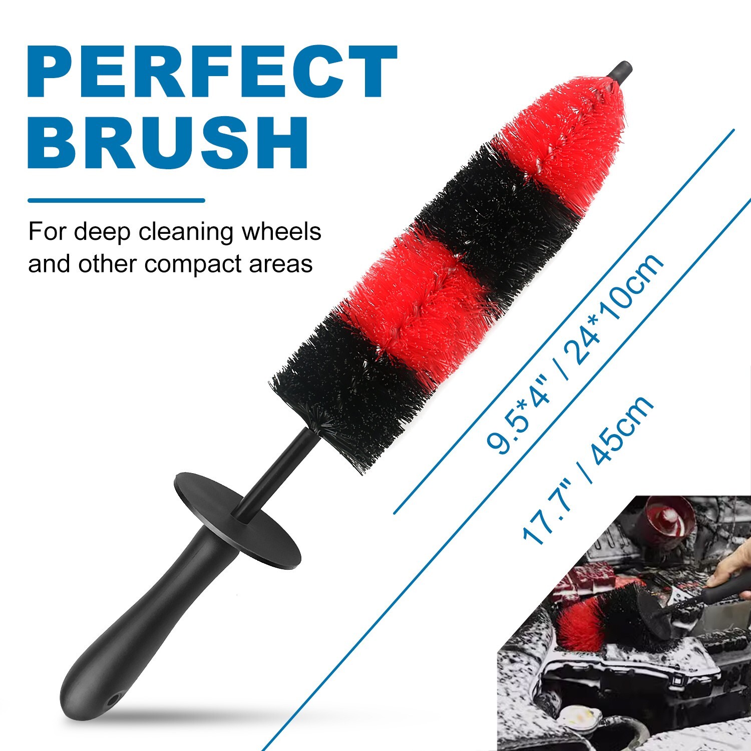 18" Long Wheel Pro Brush Car Bendable Wash Tool Cleaning Brush Tire ...