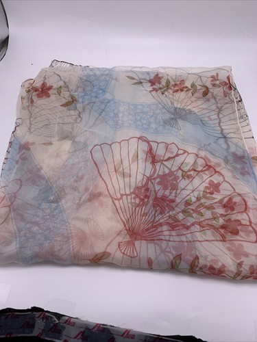 VTG SCARF REDFISH DESIGNS SILK RECTANGLE FANS D1A | eBay