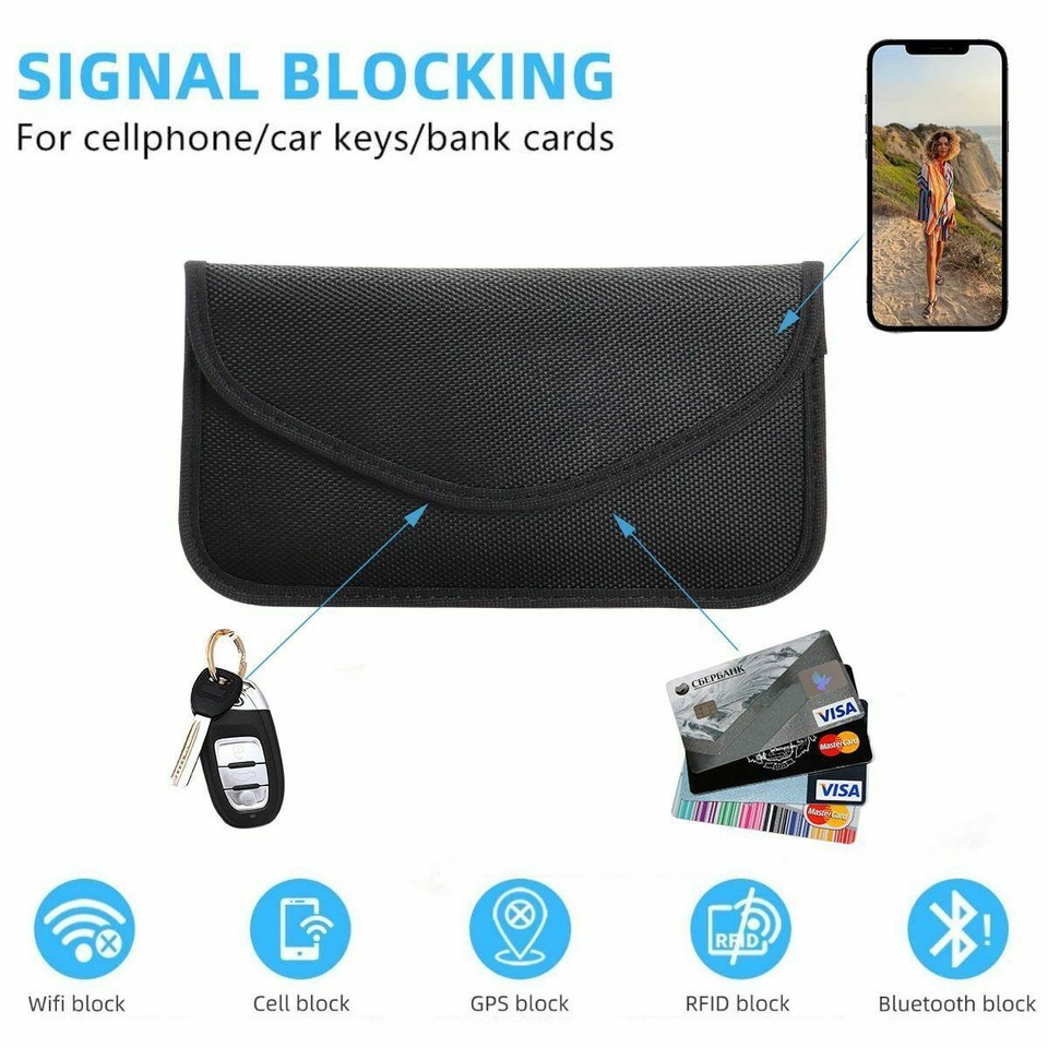 Large Faraday Bag RFID Signal Blocking Shielding Pouch Wallet for Phone ...