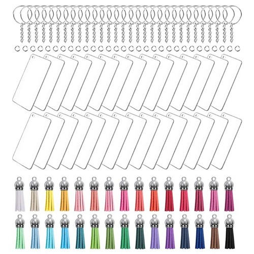 Rectangle Keychain Blanks with Tassels Acrylic for Key for DIY Craft | eBay