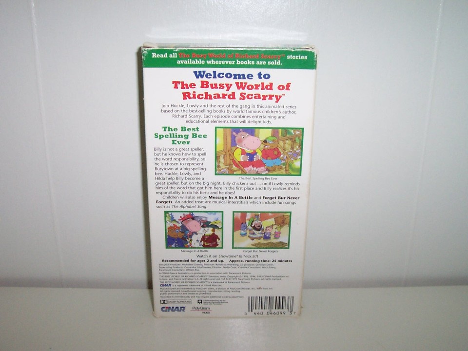 Richard Scarry’s The Best Spelling Video Ever! ABC’s VHS Tape ...