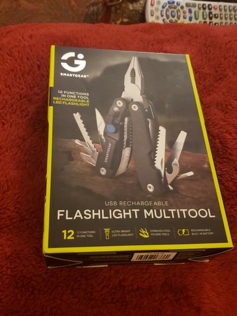 Smart Gear USB Rechargeable Flashlight Multi-tool Knife 12 Functions in ...