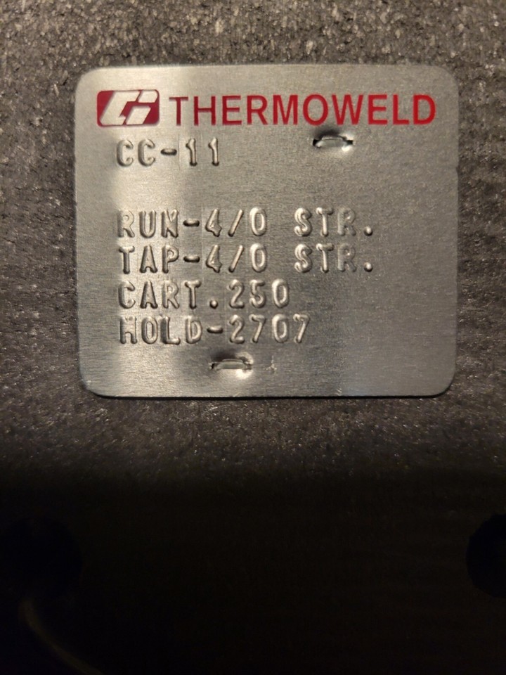 NEW THERMOWELD Exothermic Mold M-2707 Weld Type CC-11 4/0 STR Run & Tap ...