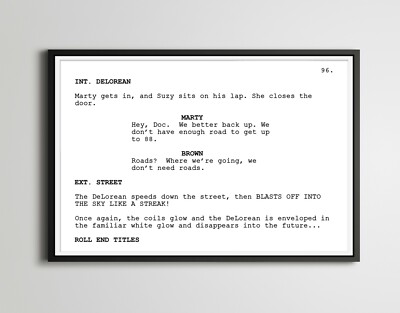 Back to the Future Screenplay POSTER! (up to 24" x 36") - Minimalist ...