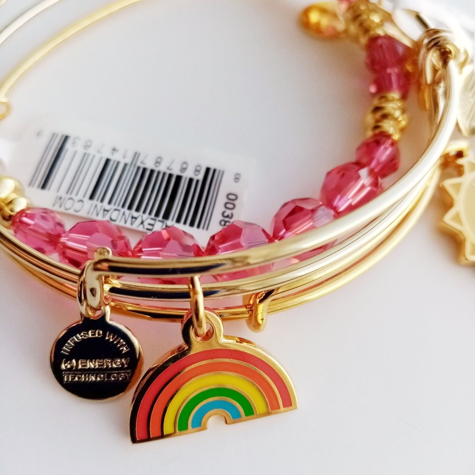 NWT Alex and Ani "RAINBOW" Shiny Gold Rainbow Charm Bracelet | eBay