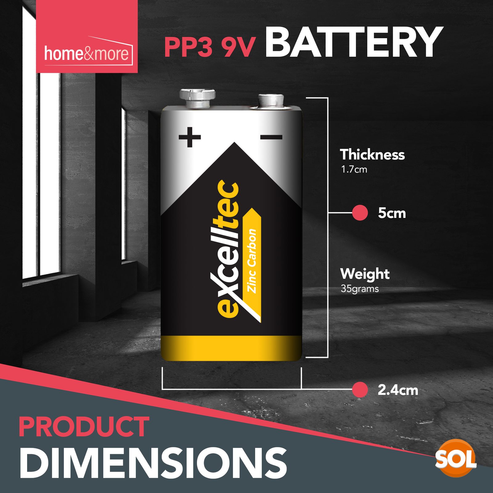 5pk 9V Battery | 9 Volt Heavy Duty Batteries | 6F22 PP3 Smoke Alarm ...