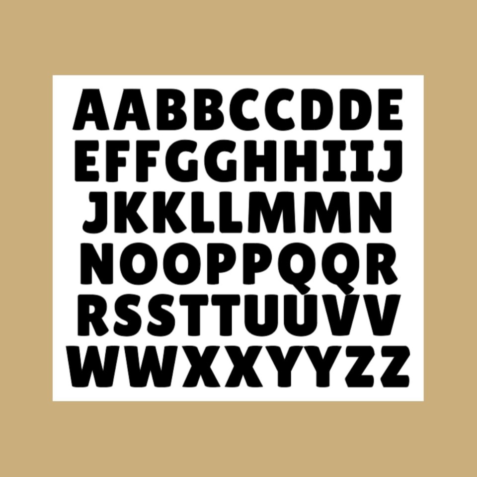 Small Thick Bold Vinyl Letters Stickers Sheet Black White Red Blue Sign ...