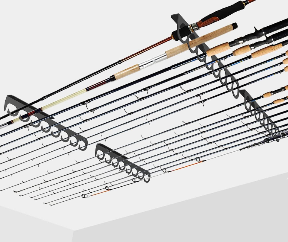 Ceiling Fishing Rod Holder Pole Vertically Horizontally Rack Overhead ...