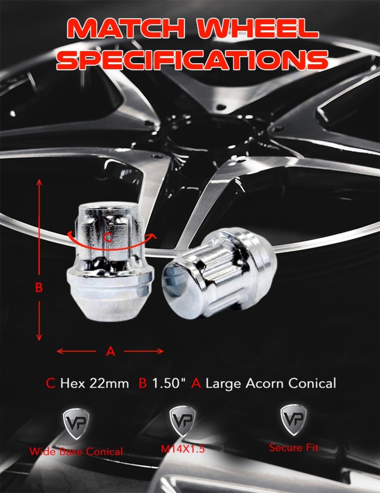 4 14x1.5 Chrome Wheel Locks for Ford Mustang Lincoln Factory Wheels ...