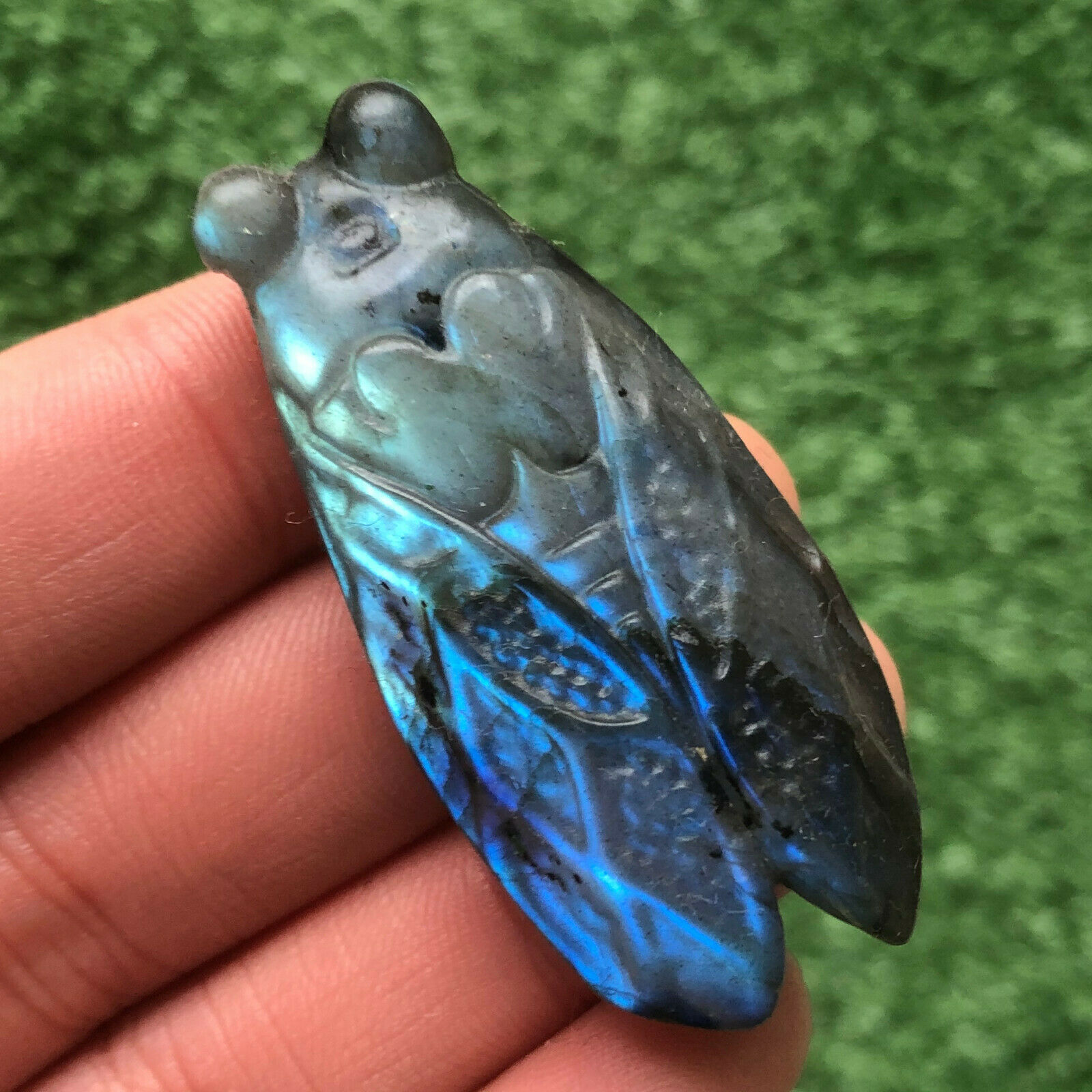 2 " Natural Labradorite Quartz Hand Carved Cicada skull Crystal Healing ...