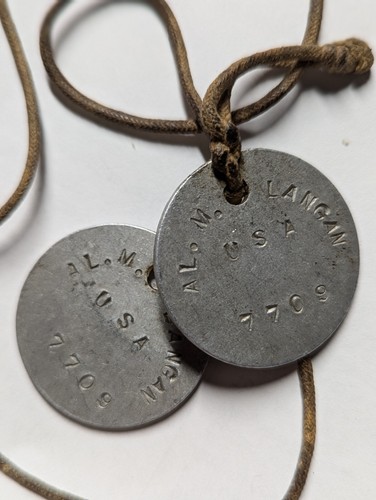 WW1 US Army Dog Tag Pair - AL. M. LANGAN 7709 on Cord XB | eBay