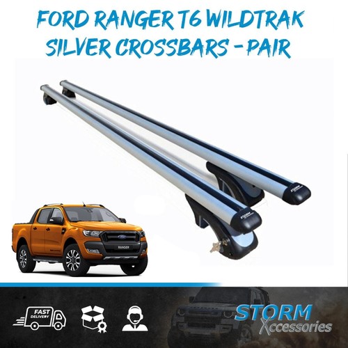 CROSS BARS - CROSSBARS - ROOF RAILS - PAIR - SILVER FOR FORD RANGER T6 ...