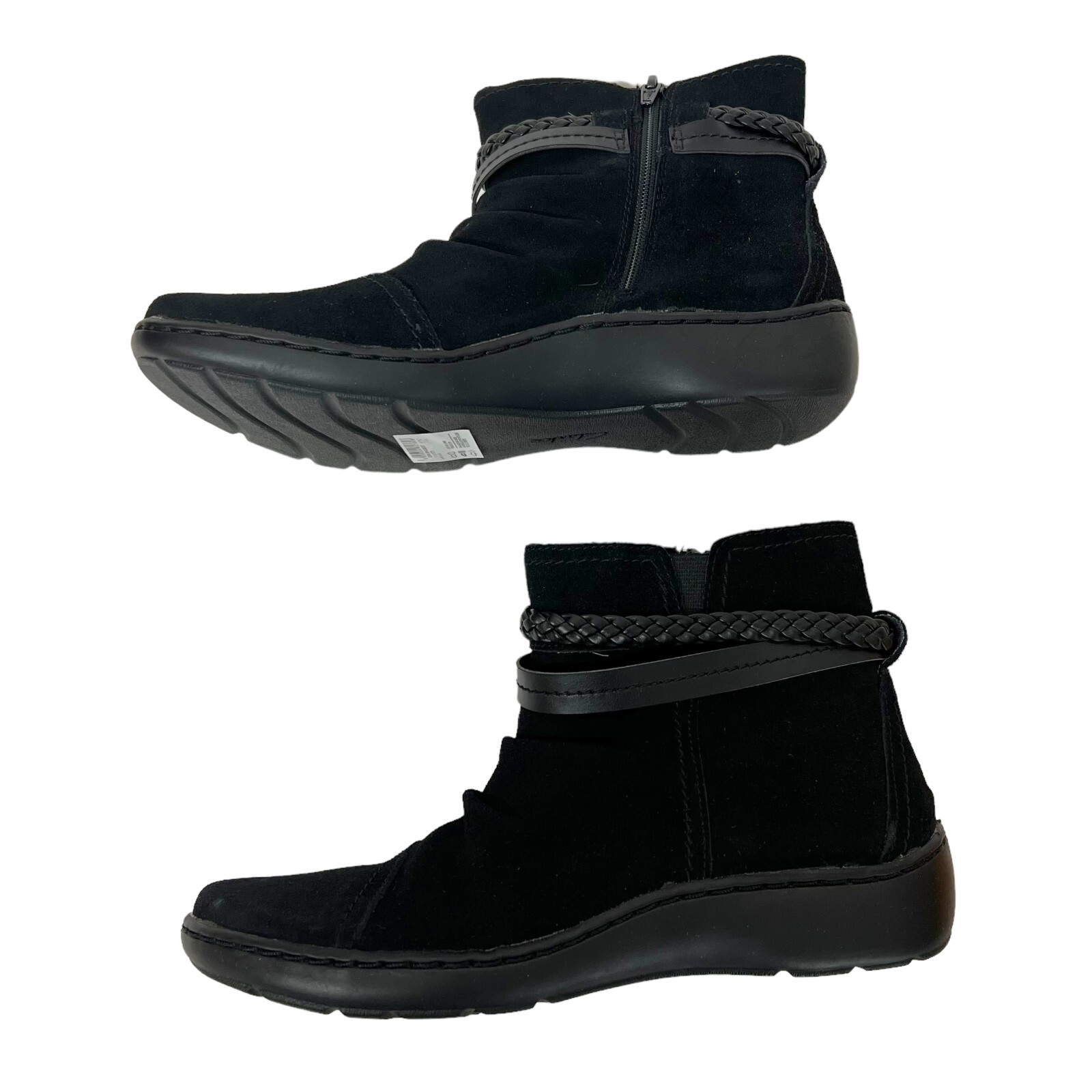 Clarks Boots Ankle Booties Suede Cora Braid Boot Black sz 8 Winter ...