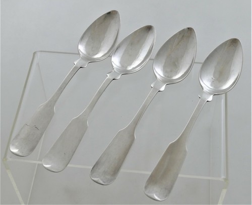 Edward Groneberg Baltimore Set of 4 Coin Silver Fiddleback Spoons 1855 ...
