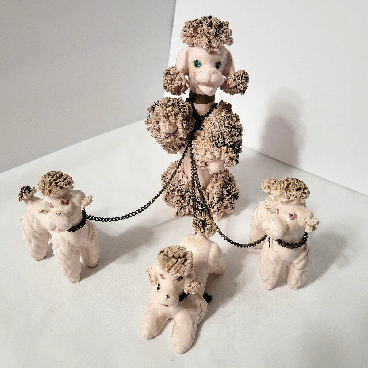 Standing Ceramic Poodles With Rhinestones