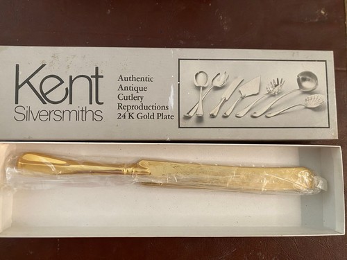 Kent Silversmiths Cutlery Cake Knife With Decorative Engraving 24k Gold ...