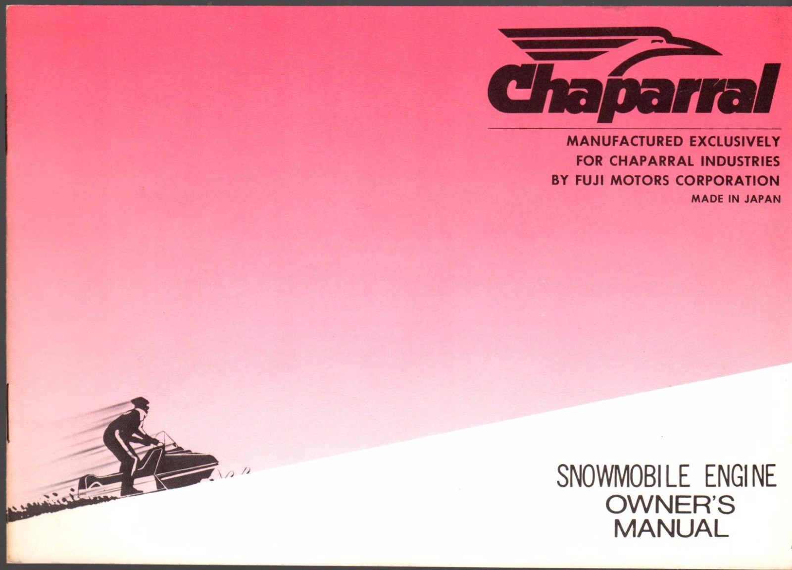 VINTAGE CHAPARRAL SNOWMOBILE ENGINE MANUAL INCLUDING THE SS MODELS NEW ...