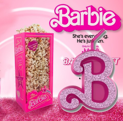 1 Set Barbie Popcorn Bucket + Barbie Cup Movie 2023 Cinema Theater From ...