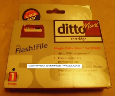 NEW iOMEGA Ditto Max 2.5GB/5GB Data Tape Cartridge w/Flash!File TRAVAN ...