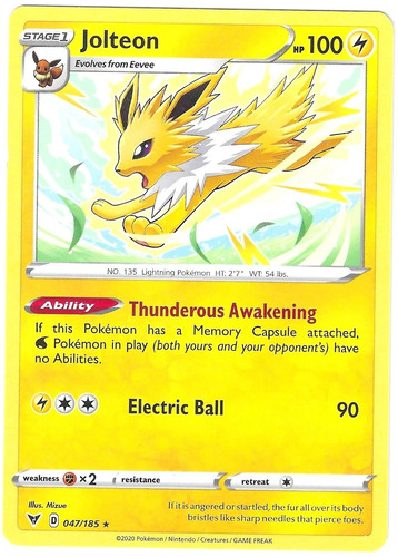 POKEMON VIVID VOLTAGE RARE JOLTEON 047/185 NM/MINT PACK FRESH | eBay UK
