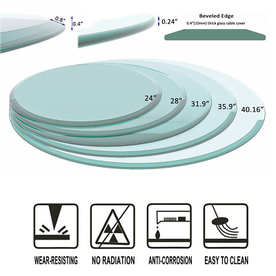 Round Tempered Glass Table Top 1/4'' 1/2'' 2/5" Thick Round Beveled ...