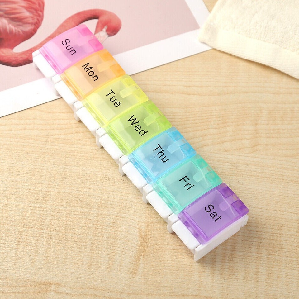 7 Days Weekly Pill Box Colourful Tablet Storage Case For Medicine ...