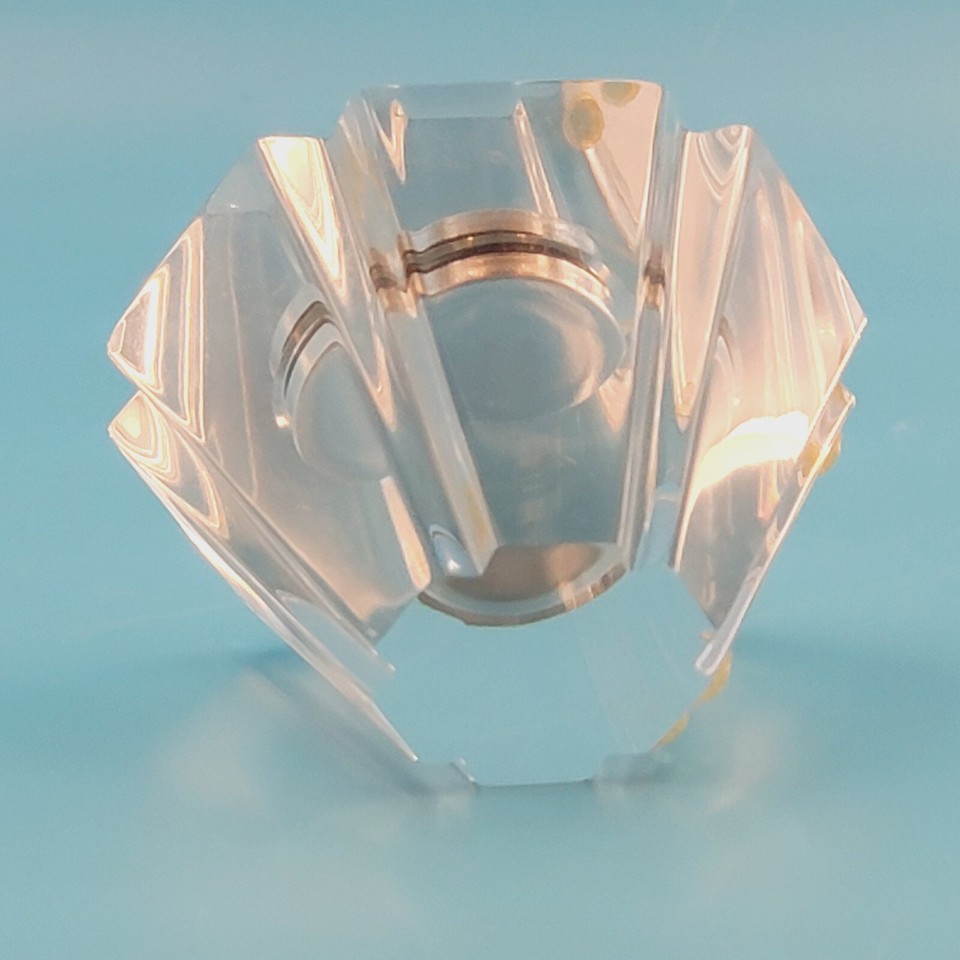 Orrefors Sweden Crystal Desk Clock Minimalist Swiss Movement Hexagonal ...