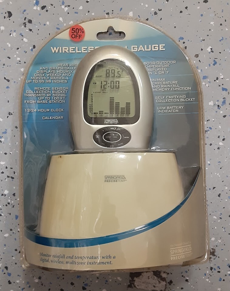 Springfield Precise Temp Wireless Rain Gauge In/Out Temperature Digital ...