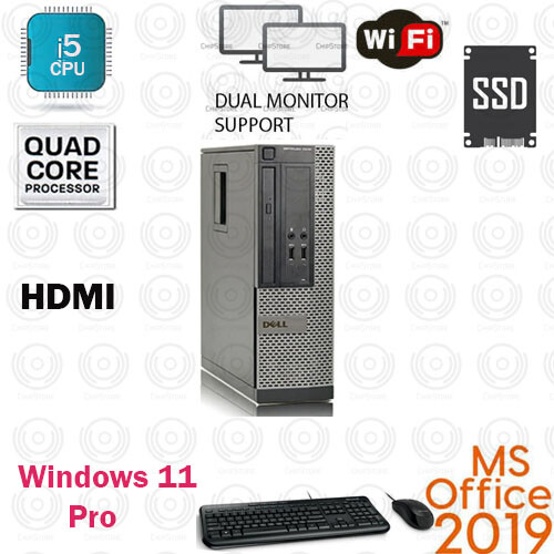 WINDOWS 11 PC Dell Desktop Monitor Webcam Computer PC DVD Core i5 SSD ...