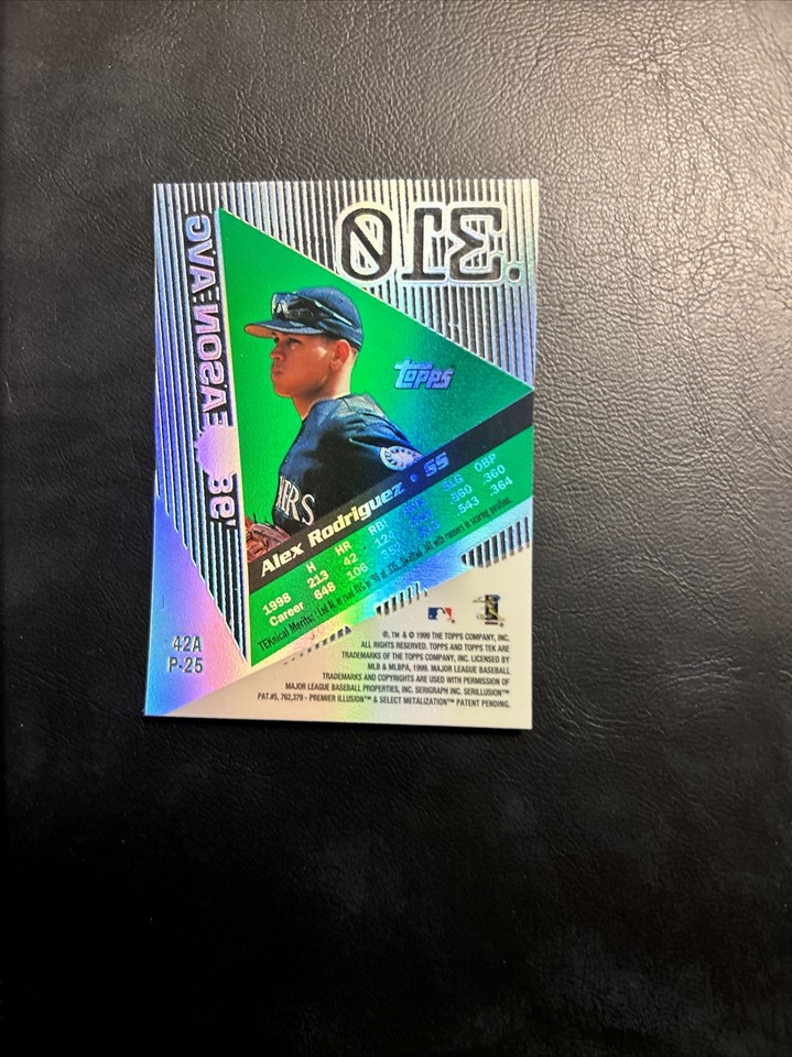 Cb36b 1999 Topps Tek #42a Alex Rodriguez, Seattle Mariners pattern 25 ...