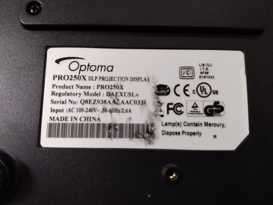 OPTOMA PRO250X DLP PROJECTION DISPLAY HD 1080P DAEXUSLv PROJECTOR ...