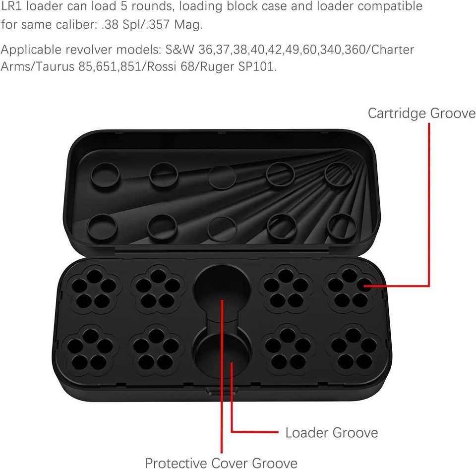Ludex 5 Shot Revolver Speed Loader for .38 Special/.357 Magnum.Fits S&W ...