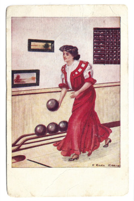 VICTORIAN LADY BOWLER,ARTIST SIGNED F EARL CHRIS | eBay