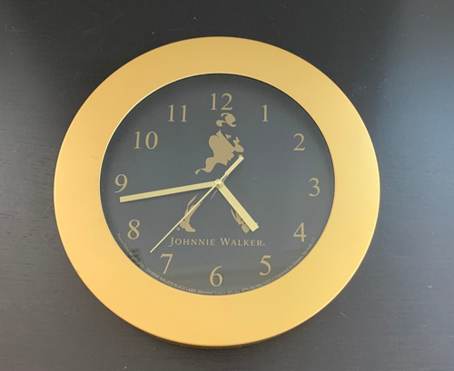 Johnnie Walker Wall Clock Gold 11.5" Vintage Bar Advertising Scotch ...