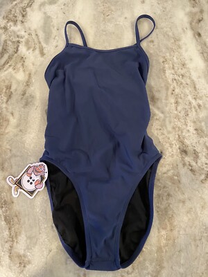NWT JOLYN 28 Jackson 4 Tie Back Navy Blue Solid Swim Suit One Piece ...