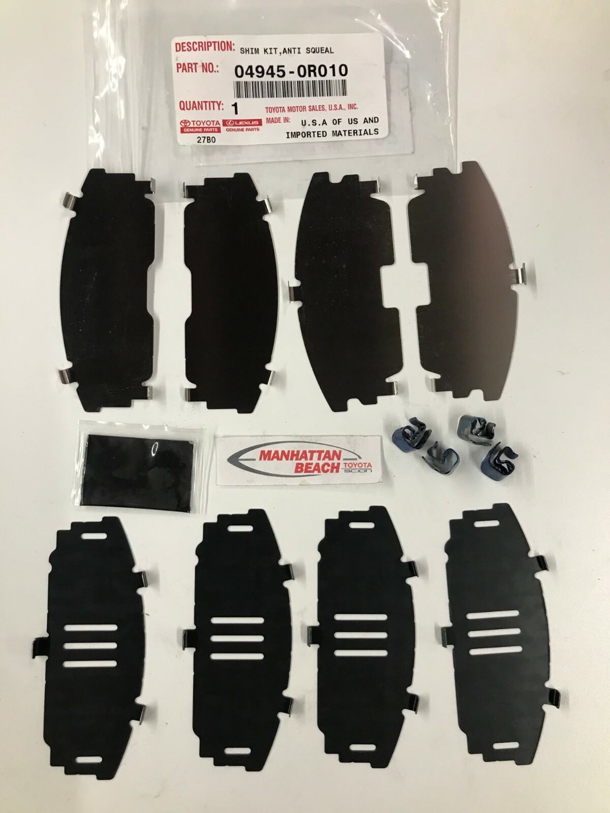 Genuine Toyota FRONT Disc Brake Shim KIT 04945-0R010 | eBay