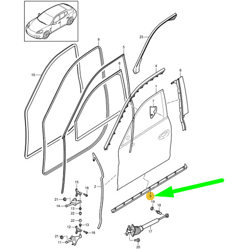 PORSCHE PANAMERA 970 FRONT LEFT DOOR LOWER SEAL 97053753301 ORIGINAL ...