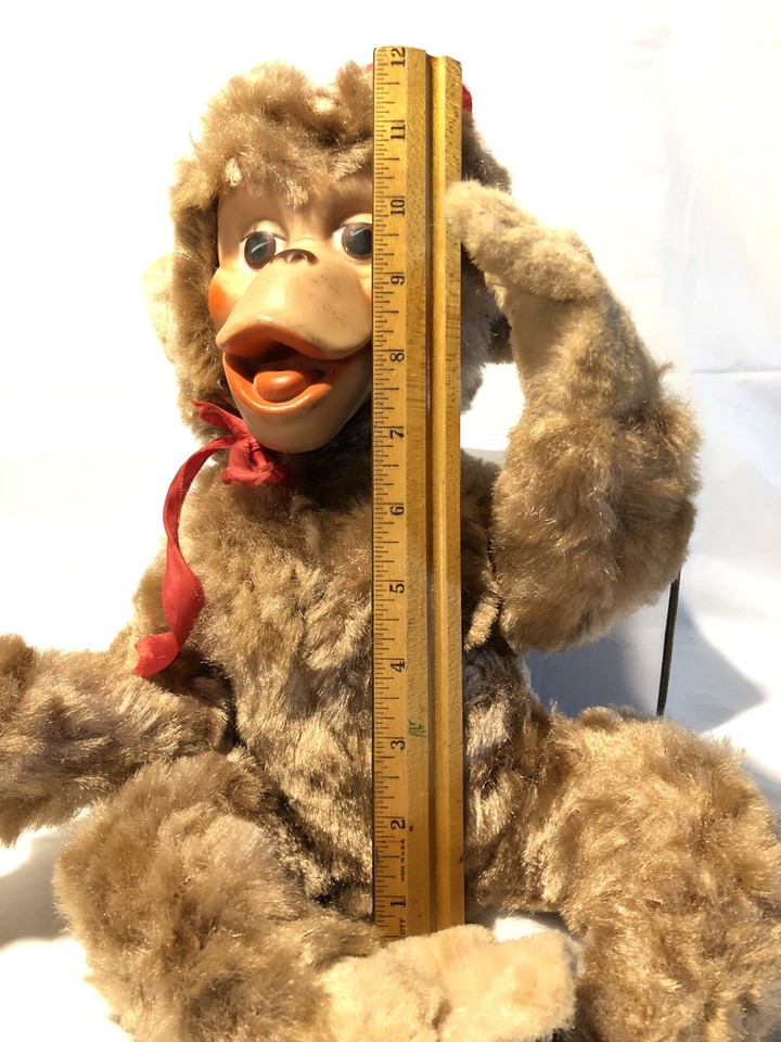 Vintage Monkey Plush Toy With Red Beanie Hat And Red Now Tie S3 | eBay